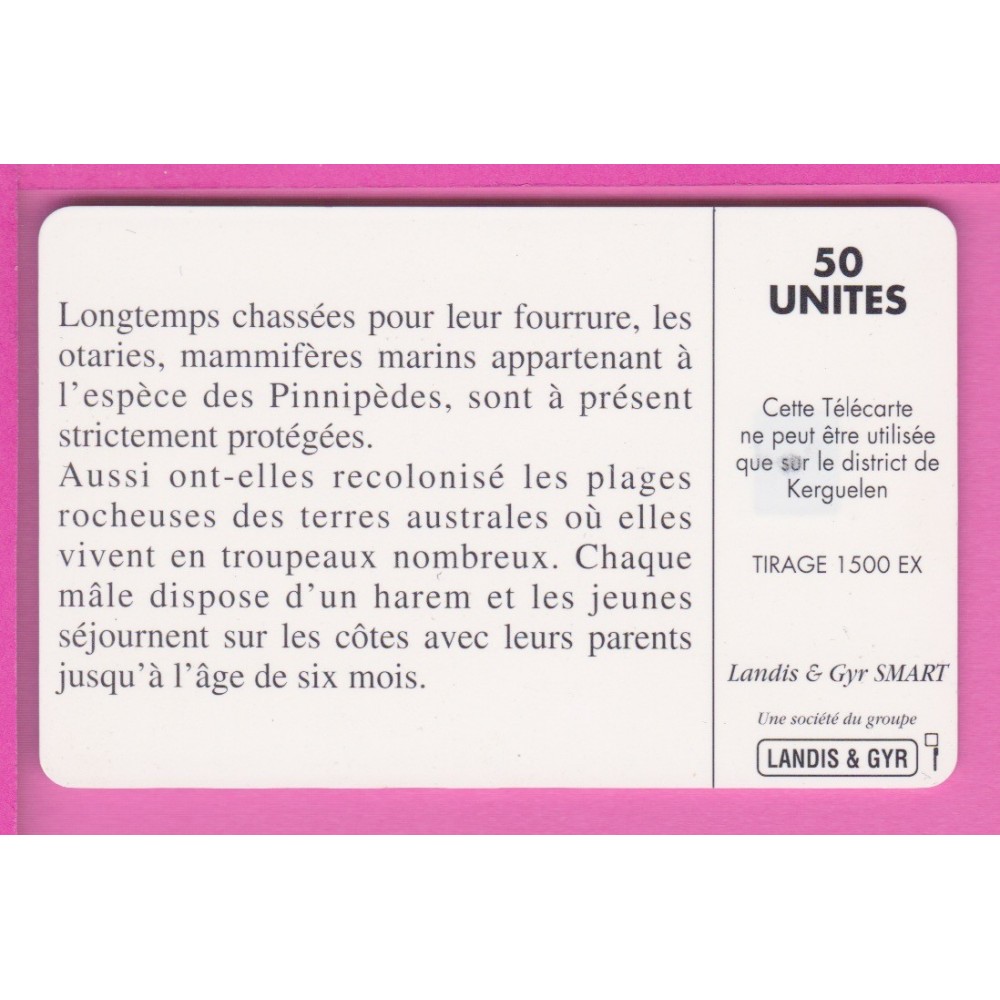 TAAF7 50 UT 10/95 SMART1 50 EX OTARIE A FOURRURE