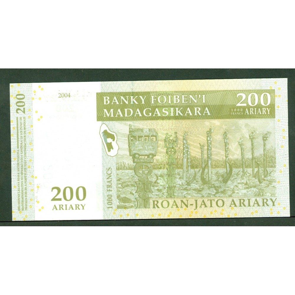 Madagascar P.87a Etat Neuf UNC 200 Ariary 2004