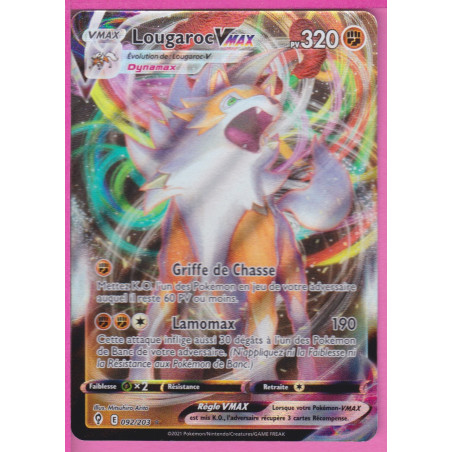 CARTE POKEMON 092/203 LOUGAROC VMAX EVOLUTION CELESTE EPEE ET BOUCLIER ...